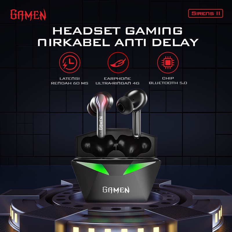 GAMEN Sirens II Headset Earphone TWS Anti Delay Low Latency - Bleza ...